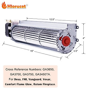 Hiorucet Fireplace Blower Fan Unit for Desa, FMI, Vanguard, Vexar, Comfort Flame Glow, Rotom Fireplace, BK BKT GA3650 GA3700 GA3750 Replacement Fireplace Blower Fan Parts Fit for Astria.