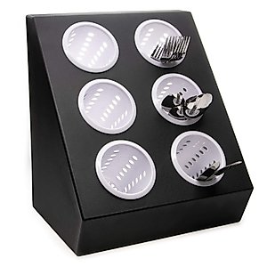 6-Compartment Restaurant Utensil Holder (6 Inserts Included) - Flatware Cylinder Storage Caddy & Cups for Kitchen, Bars, Coffee Shops, Restaurants, & Hotels - Drying Rack for Silverware