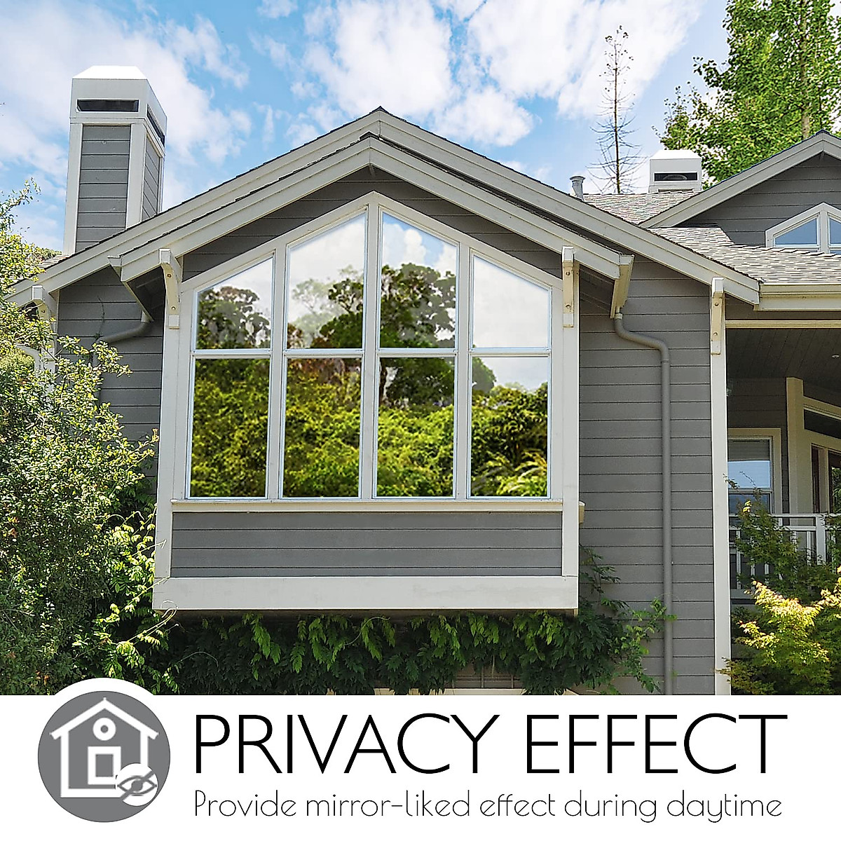 HIDBEA One Way Window Film Non-Adhesive, Heat Control Sun Blocking Daytime Privacy Glass Films, Reflective Self Static Cling Mirror Window Tint for Home (Silver, 35.4 Inch x 16.4 Feet)