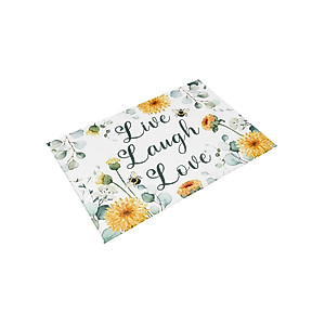 Green Eucalyptus Leaves Outdoor Rugs for 4'x6' Patios Clearance, RV Camping Mat Rug Portable Outside Rug Indoor Outdoor Area Rug Mat for Beach Deck Pool Aesthetic Floral Inspirational Quote