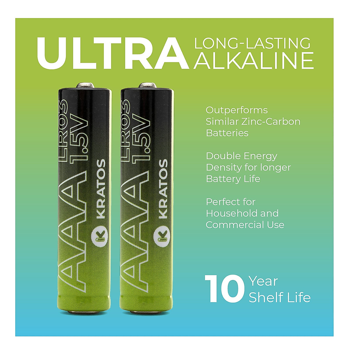 Kratos Power AAA Batteries - 20 Pack Alkaline Batteries - Long-Lasting All-Purpose Triple A Batteries - 10 Year Shelf Life - Mercury & Cadmium Free AAA Battery Pack - Disposable Replacement Batteries