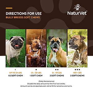 NaturVet Bulldog Breed Supplement- for Joint Support, Digestion, Skin, Coat Care- Dog Multivitamins with Minerals, Omega-3, PlaqueOff- Wheat-Free Vitamins for Dogs- Bully Breeds- 50 Soft Chews