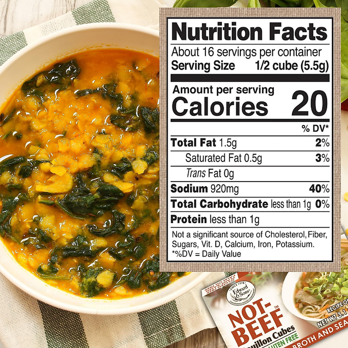 Edward & Son's Vegan Beef Bouillon Cubes - Vegan Broth Cubes, Gluten Free, No Trans Fat, Use in Soups, Stews and Pilafs (8 Cubes of Each) - Pack of 12