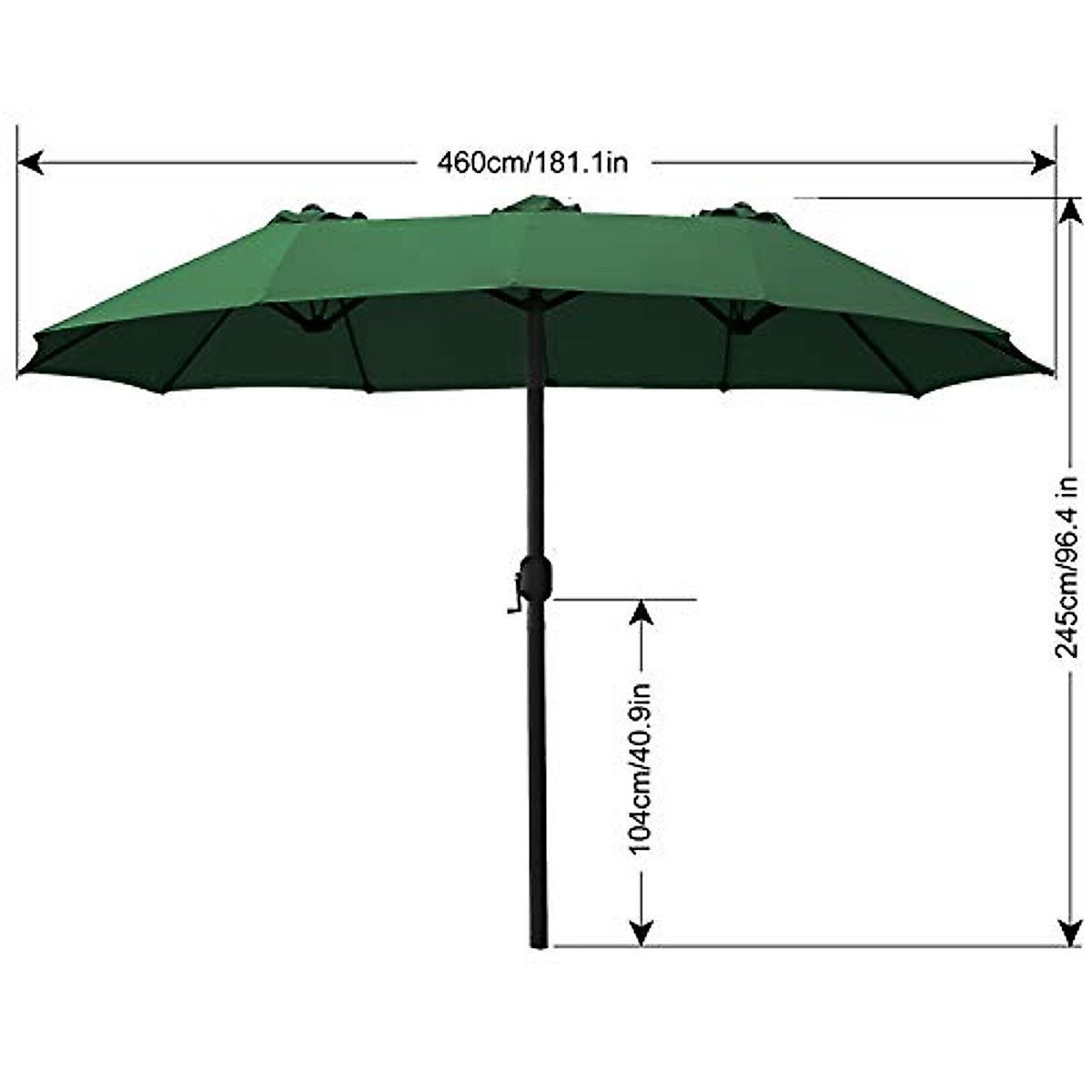 ABCCANOPY 15FT Double-Sided Aluminum Table Patio Umbrella Garden Large Umbrella,Swimming Pool 12+Colors,Green