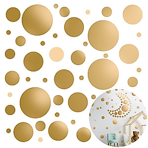 264 Pieces Polka Dot Wall Decals Dot Wall Stickers for Girls Bedroom Living Room Nursery Kids Bedroom Classroom Decor (Gold)