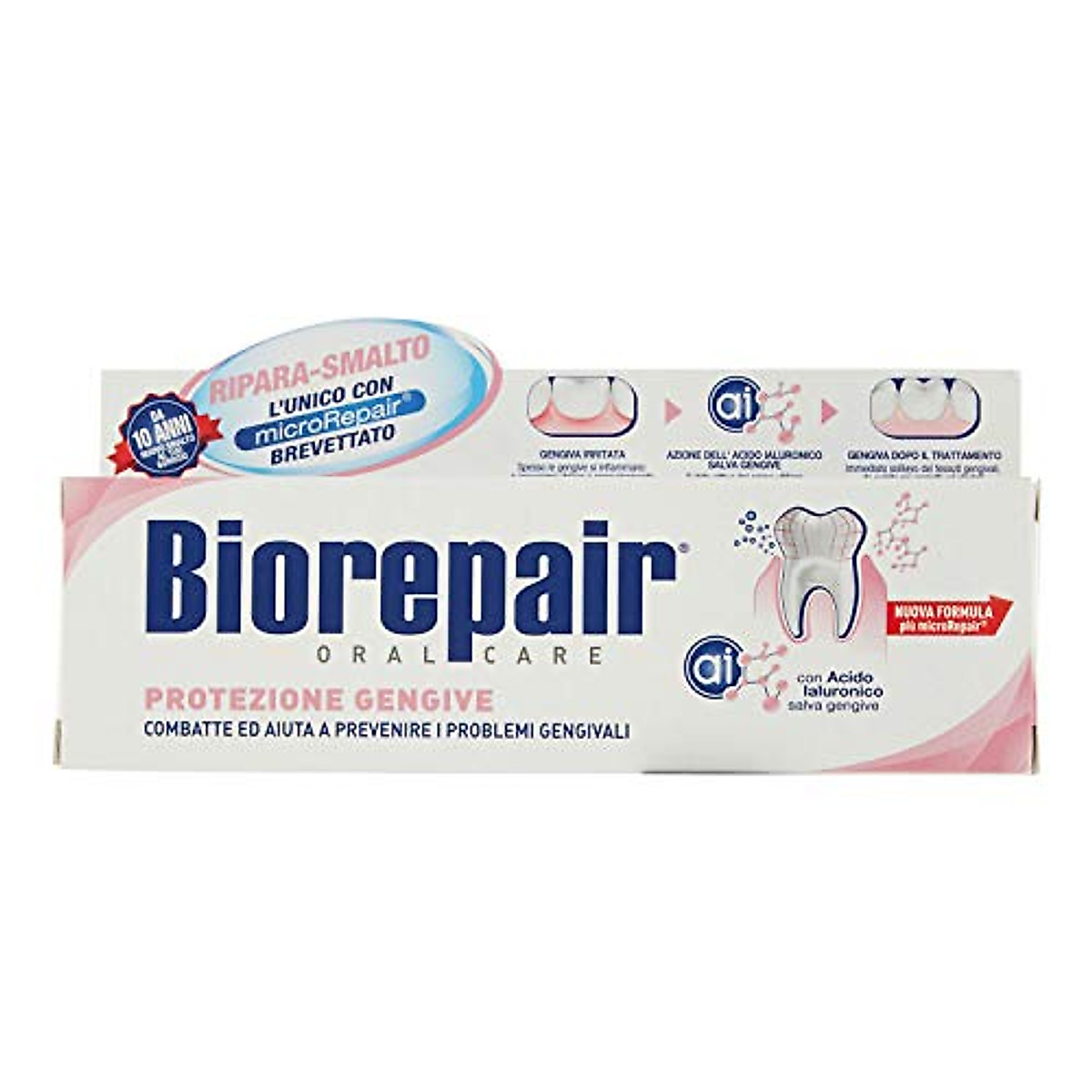 Biorepair:"Protezione Gengive" (Gum Protection) Toothpaste with microRepair, New Formula - 2.5 Fluid Ounce (75ml) Tube [ Italian Import ]