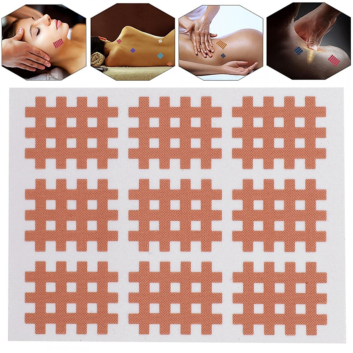 Niiyen Cross Kinesiology Tape, 10Pcs/Set Elastic Spiral Cross Kinesiology Tape Physical Therapy Cross Tapes, Sports Tape Intramuscular Effect Patch Ventilation(Skin Color)