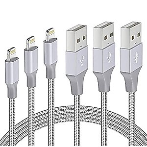 iPhone 13 14 Charger Cord - 3 Pack 3/6/10 ft MFi Certified Lightning Cable Nylon Braided Fast Charging Syncing Cord Compatible with iPhone 14 13 12 Pro Max 11 X Xs XR 8 7 6 Plus Mini iPad Airpods Gray