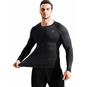 NELEUS Men's 3 Pack Compression Workout Long Sleeve Shirts,5030,Black,US L,EU XL