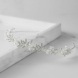 SWEETV Crystal Hair Vine and Headpiece - Bridal Hair Accessories for Women and Girls, Silver