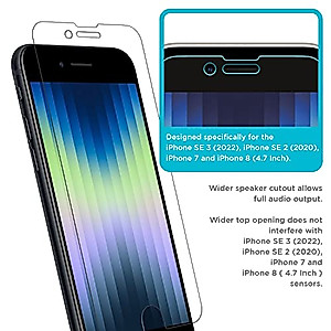 Tech Armor HD Clear Film Screen Protector Designed for Apple NEW iPhone SE 3 (2022), iPhone SE 2 (2020), iPhone 7 and iPhone 8 (4.7 Inch) 4 Pack