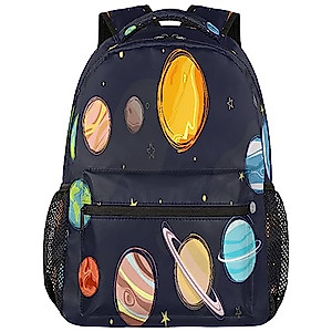 Solar System Star Kids Backpack for Boys Girls, 16 Inch School Backpack Outer Space Planets Bookbags Elementary School Bag Travel Laptop Backpacks Casual Daypack