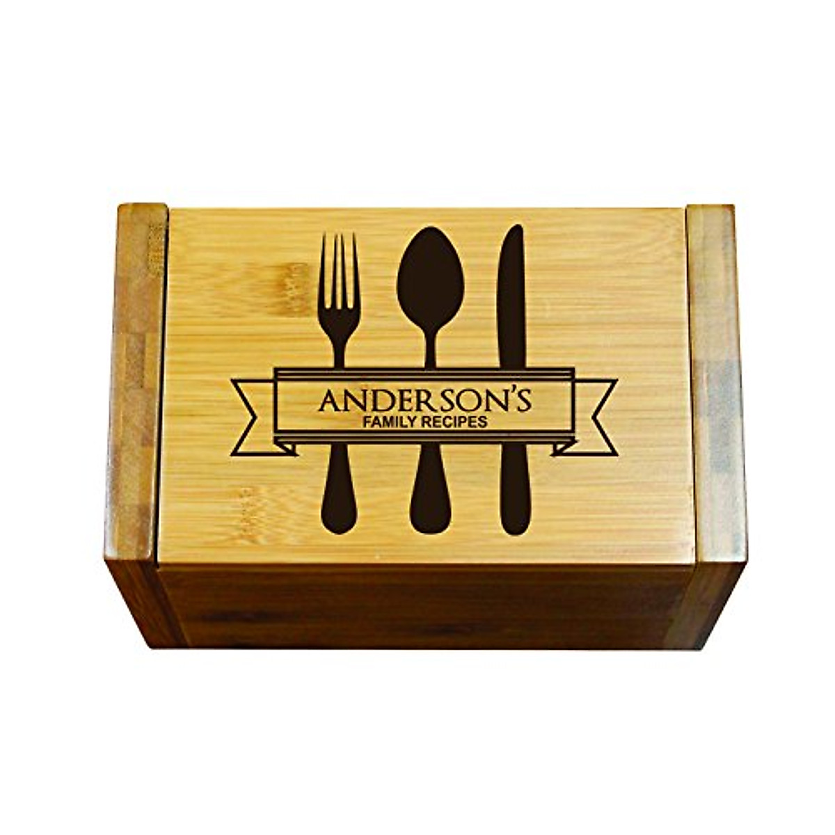 Personalized Recipe Box For Her - Custom Wood Recipe Organizer With Dividers - Kitchen Gift For Mom and Grandma