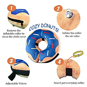 Dog Donut Collar,Dog Recovery Collar Dog Cone Alternative After Surgery,Large/Medium/Small Dogs and Cats (Blue, Large)
