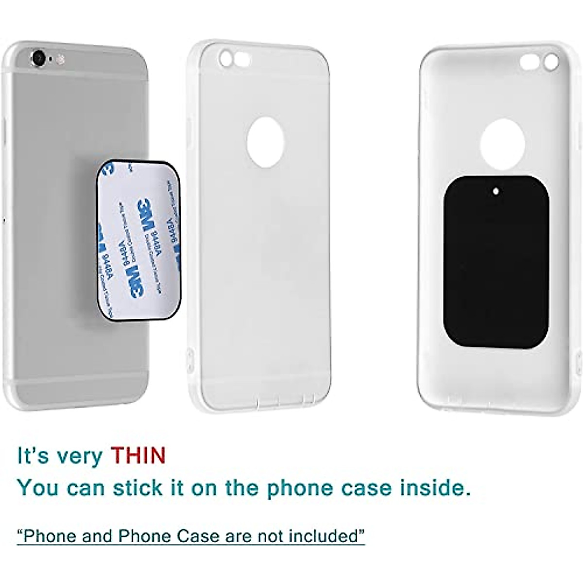 Mount Metal Plates Replacement Kits with 3M Adhensive for magnetic Car Mount Phone Holder 4 Pack (2 Rectangle 2 Round)