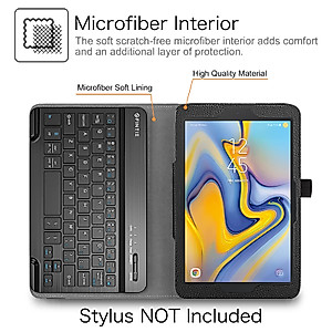 Fintie Folio Keyboard Case for Samsung Galaxy Tab A 8.0 2018 Model SM-T387, Premium PU Leather Stand Cover with Removable Wireless Bluetooth Keyboard, Black