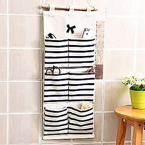 CARURLIFF 2 Packs Wall Hanging Organizer with 14 Pockets Over the Door Storage Bags for Bedroom, Entrance, Dresser (6+8 Pockets Blue)