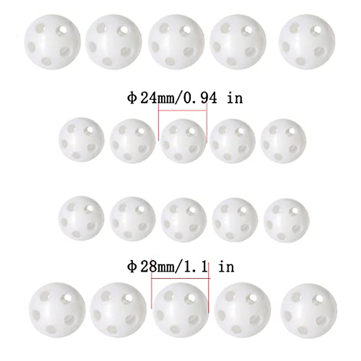 Iceyon 40pcs Rattle Box Repair Toy,Rattle Balls Mixed for Sewing in Noise Maker Insert Pet Baby Toys(20pcs 24mm+20pcs 28mm)