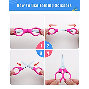 YETOOME 6 Pcs Folding Scissors, Small Stainless Steel Foldable Scissors, Portable Mini Travel Scissors for Home Travel School Office