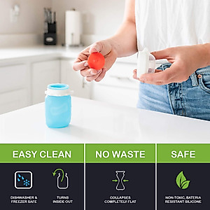 Purple 3.5 oz Squeasy Snacker Spill Proof Silicone Reusable Food Pouch - for Both Soft Foods and Liquids - Water, Apple Sauce, Yogurt, Smoothies, Baby Food - Dishwasher Safe