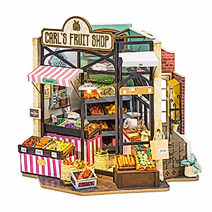 ROBOTIME DIY Miniature Dollhouse Kit with Furniture Miniature Room Kit for Adults 1:24 Scale Dollhouse - Carl's Fruit Shop