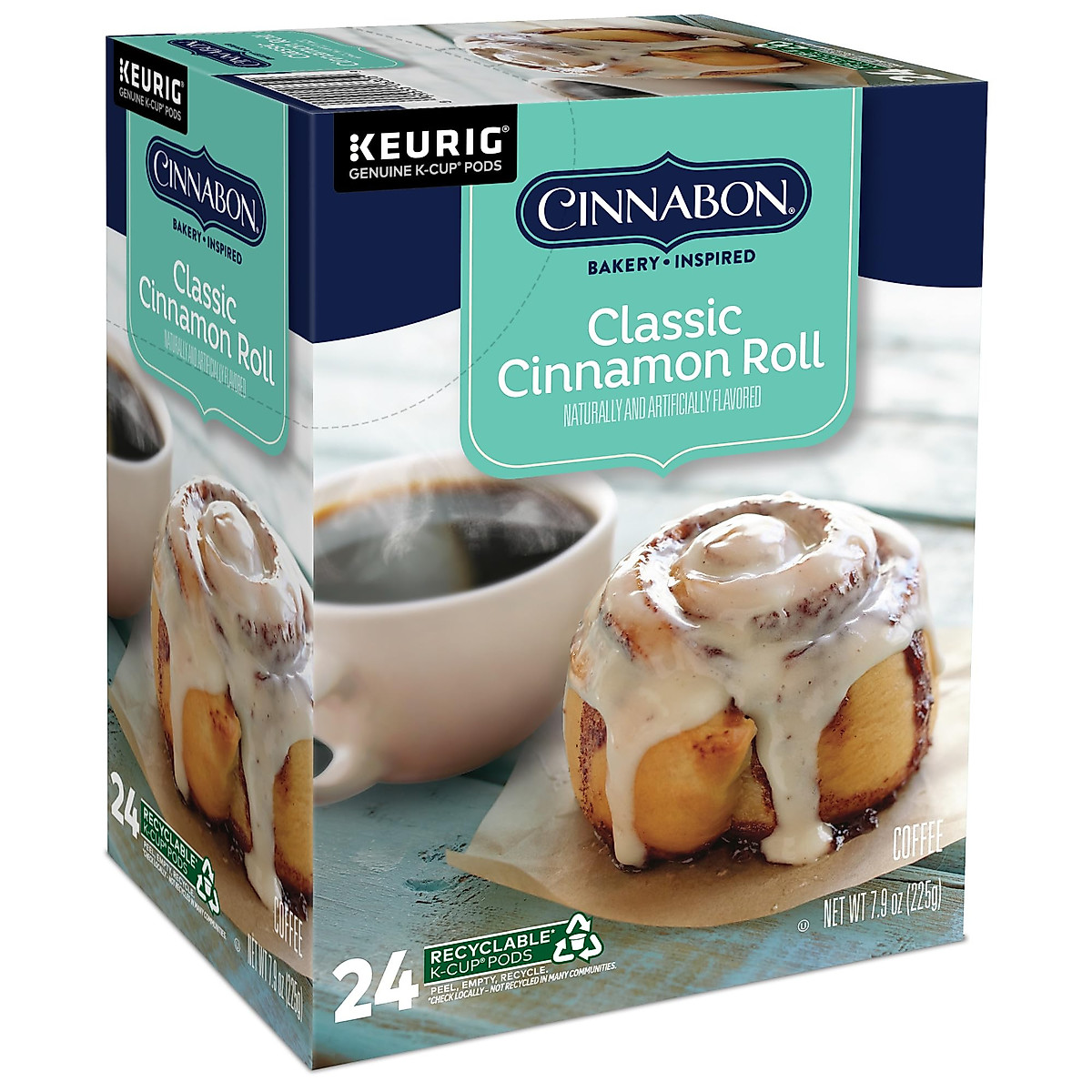 Cinnabon Classic Cinnamon Roll, Single-Serve Keurig K-Cup Pods, Flavored Coffee, 24 Count (Pack of 4)