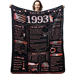 Henghere 30th Birthday Gifts for Women, 30th Birthday Gift for Friend, Mom, Sister, Wife, Aunt, Coworker, Happy 30 Year Old Birthday Decorations Women | Blanket for Bed Sofa 60x50 Inches, Rose Gold