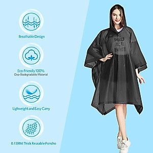 HLKZONE Rain Ponchos for Adults, [Pack of 2] Portable EVA Rain Coat Rain Jacket Reusable Raincoats with Drawstring Hood