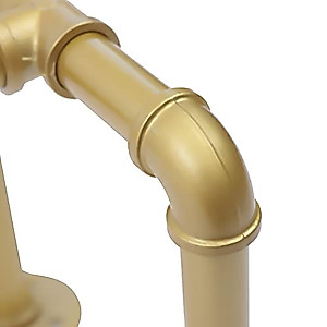 Bathrena Wall Mounted Clothes Rack Industrial Pipe Wall Mounted Garment Rack Clothes Storage Hanging Rack Heavy Duty Detachable Multi-Purpose Hanging Rod for Closet Storage (Gold-14.56*5.51in)