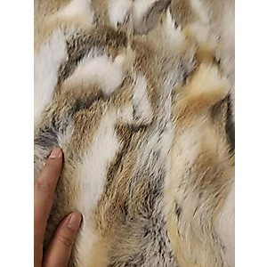 Real Rabbit Fur Throw Blanket Rabbit Fur Pelt Rug with Soft Microsuede Backing Natural Furry Thick Fur Rug Plate Pelz Leather Pelt Straw Yellow, 43.3inx21.6in /3.6ftx1.8ft