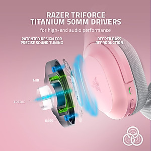 Razer Barracuda Wireless Gaming & Mobile Headset (PC, PlayStation, Switch, Android, iOS): 2.4GHz Wireless + Bluetooth - Integrated Noise-Cancelling Mic - 50mm Drivers - 40 Hr Battery - Quartz Pink