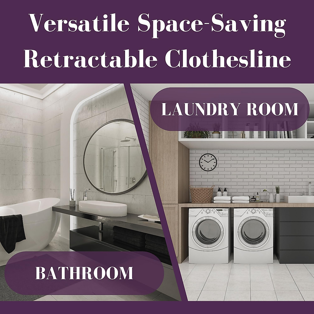 Jerdon CL1 Retractable Clothesline with 8-Foot Adjustable Nylon Line, Stainless Steel Finish