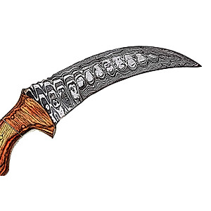 Damascus Steel Hunting Knife - Fixed Blade Knives with Sheath - Firm Grip Handle