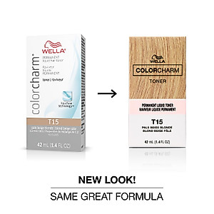 COLORCHARM Permanent Liquid Toners| Neutralize Brass| Free of Parabens| Vegan| T15 Pale Beige Blonde| 1.4 Fl Oz