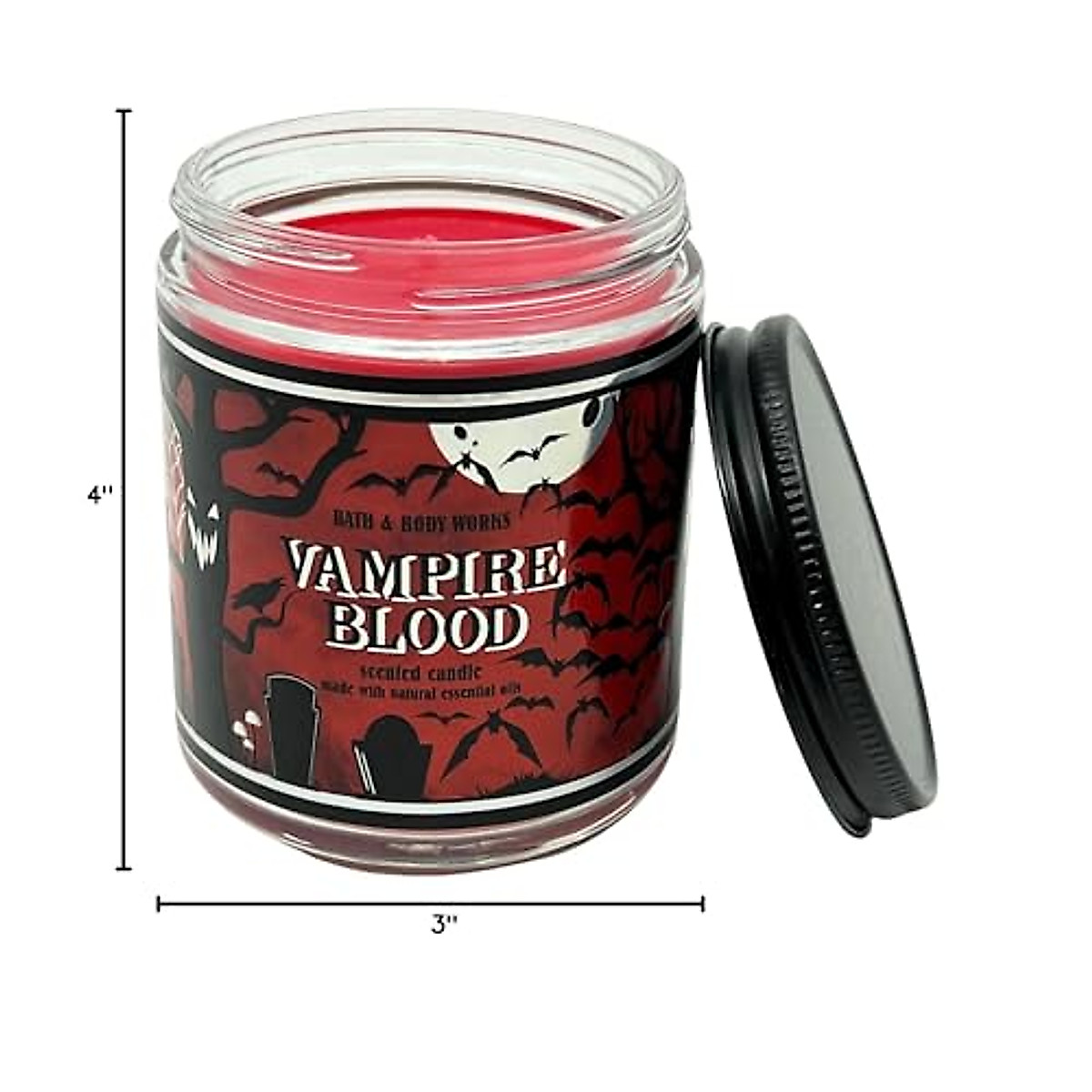 Bath & Body Works 1-Wick Candle w/Essential Oils - 7 oz -Halloween Scent (Vampire Blood) Label Artwork Varies