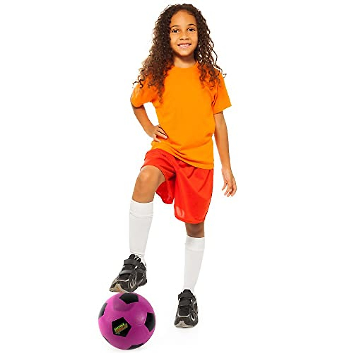 K-Roo Sports Atomic Athletics Neon Rubber Playground Balls - 6 Pack of Youth Size, includes Pump & Storage Bag - Soccer Ball