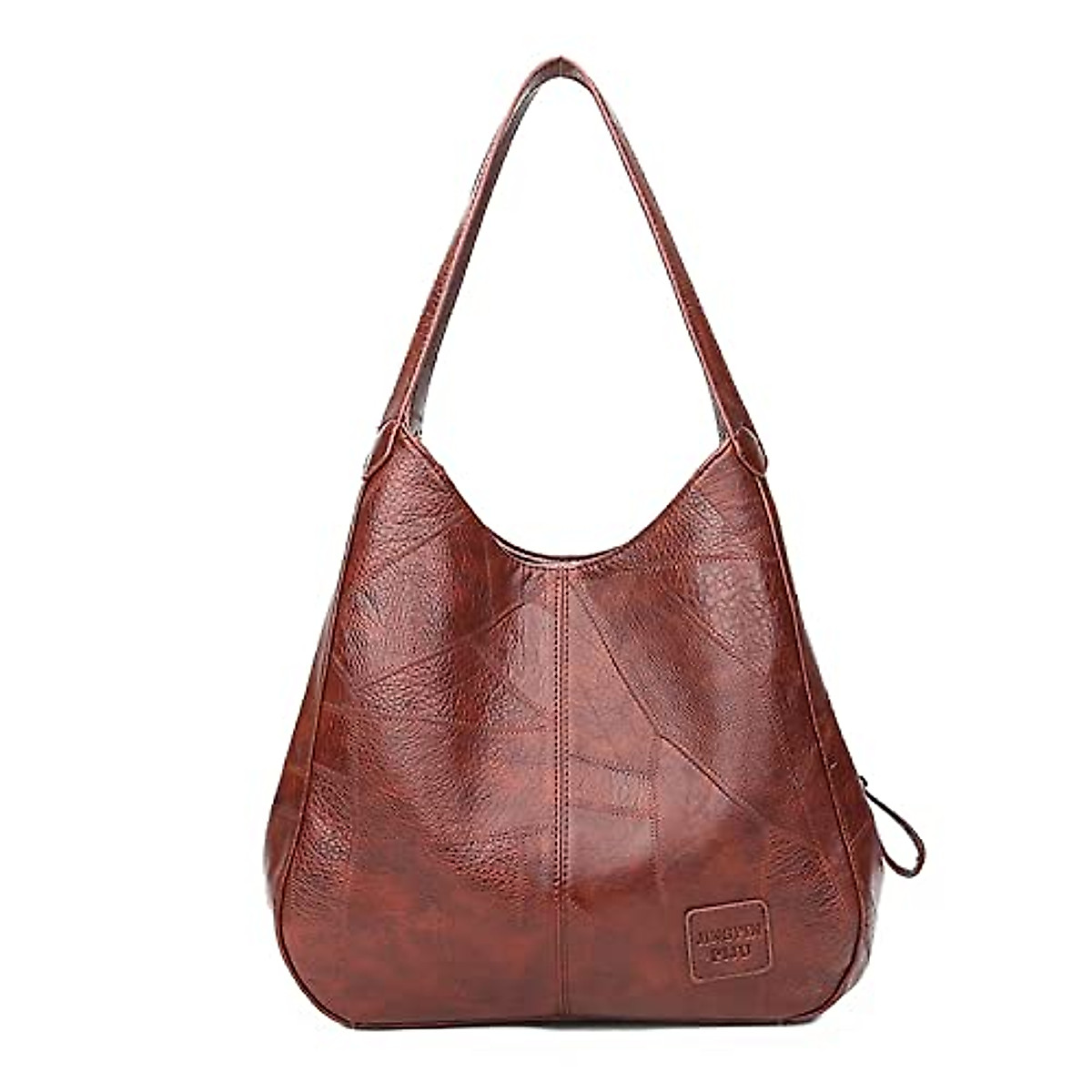 Idoravan Vintage Leather Shoulder Bag for Women Purse Handbag with Back Zipper Pocket Large (Coffee)