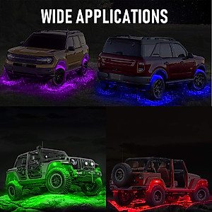 YCHOW-TECH RGB LED Rock Lights Kit, 8 Pods Multicolor Neon LED Light Kit with Bluetooth Control Music Mode, High Bright Multilcolor Waterproof IP68 Rock Light for Pickup Off Road RZR SUV ATV UTV Car