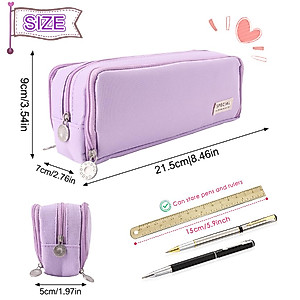 Oyachic Large Pencil Case,3 Compartments Pencil Bag,Big Capacity Canvas Pencil Pouch with Zipper for Aesthetic Business Office Supplies