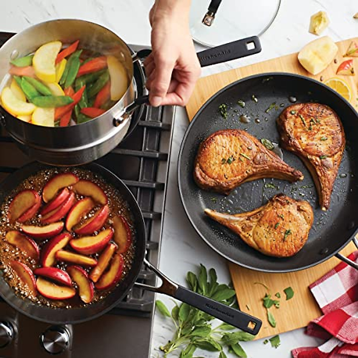 KitchenAid Hard Anodized Nonstick Cookware/Pots and Pans Set, 10 Piece, Matte Black