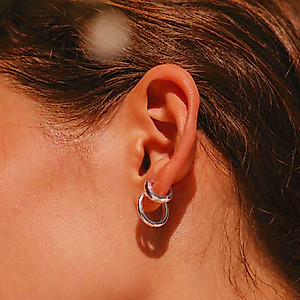 JICHENGEM 7Pairs Hypoallergenic Silver Gold Black Stud Earrings Set, Titanium Stainless Steel, 2-8mm CZ Cartilage Stud Earrings Jewelry for Women Men