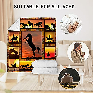 Horse Blanket Animal Print Throw Blanket 320 GSM Ultra-Soft Warm Fuzzy Plush Lightweight Fleece Blankets for Bed Sofa Travel (Twin-80x60)