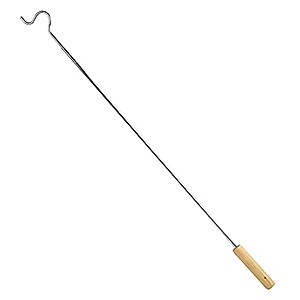 Closet Reacher Pole with Hook and Wooden Handle, Heavy Duty - Adjustable 2.75 – 5 Feet, Chrome Plated Steel Clothing Hanger Shepherds Hook to Easily Reach Clothes etc. - Perfect for College Dorm
