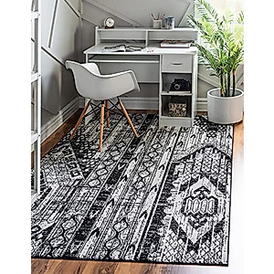 Unique Loom Portland Collection Area Rug - Orford (10' x 14' Rectangle, Black and White/Black)
