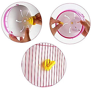 5.5inch Silent Hamster Wheel-Pets Running Sports Exercise Wheel Jogging Wheel Hamster Rat Gerbil Silent Spinner (Pink)
