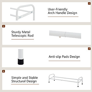 Gewudraw 1-Tier Shoe Rack Expandable, Width Adjustable Shoe Shelf Storage Organizer, 41.53'' Metal Standing Shoe Rack for Bedroom Entryway Closet, Holds up to 6 Pairs Shoes, White