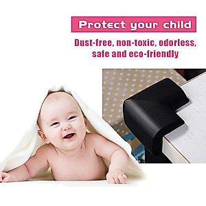 LURICO 4 Pieces Set Corner Protector | Baby Proofing Table Corner Bumper Guard | Child Safety Furniture Fireplace Corner Edge Guards | Soft Foam | Safe Corner Cushion | Pre-Taped | (Coffee Brown)