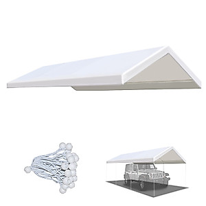 Strong Camel 12 x 20' Carport Replacement Canopy Roof Cover for Garage Shelter Carport Gazebo with Ball Bungees