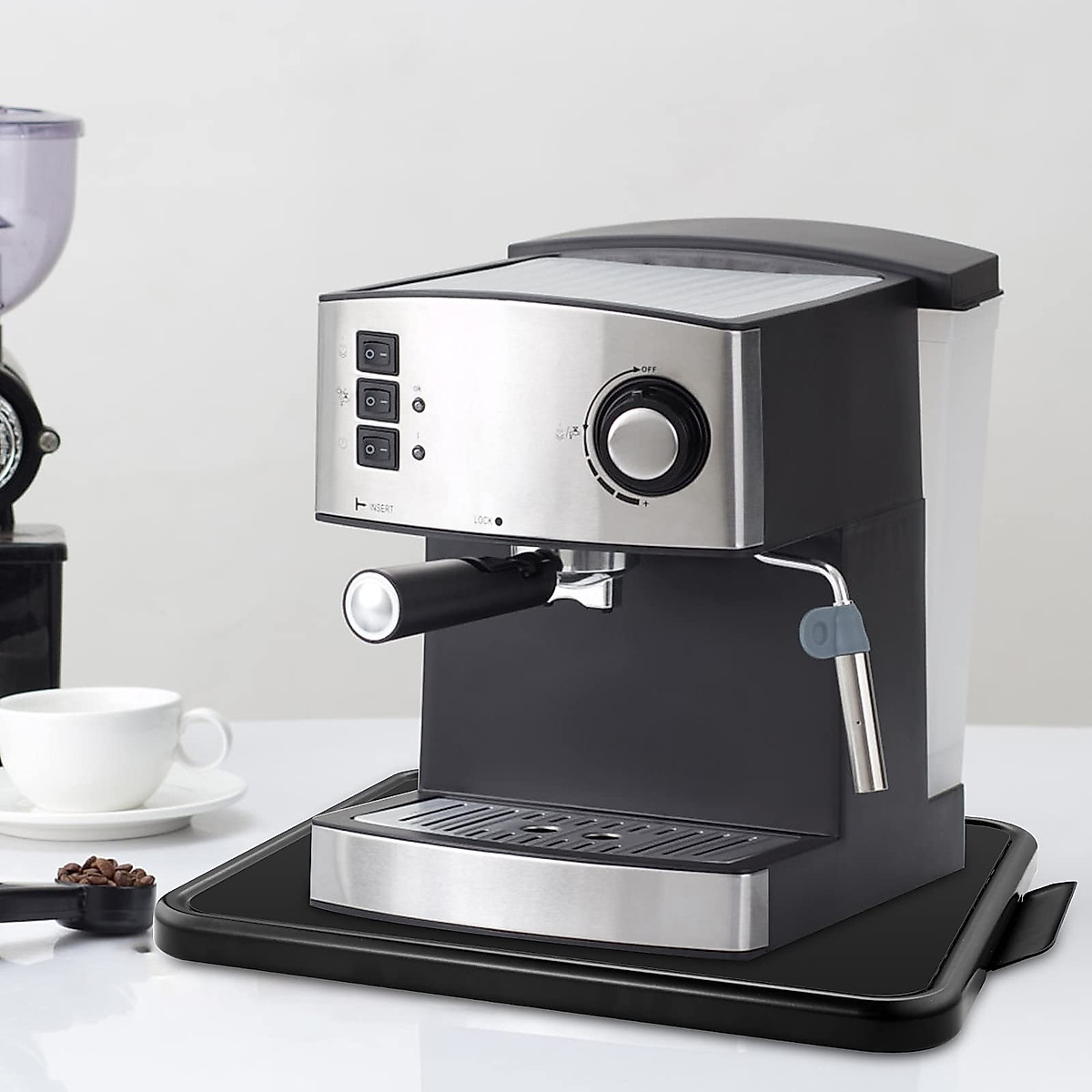 Kitchen Appliance Sliding Tray,Coffee Maker Rolling Tray Sliding Tray for Kitchenaid Mixer Under Cabinet Appliance Organizer Toaster Blender Air Fryer Storage Moving Slider (Steel, 11.7" Wx 13.8"D)