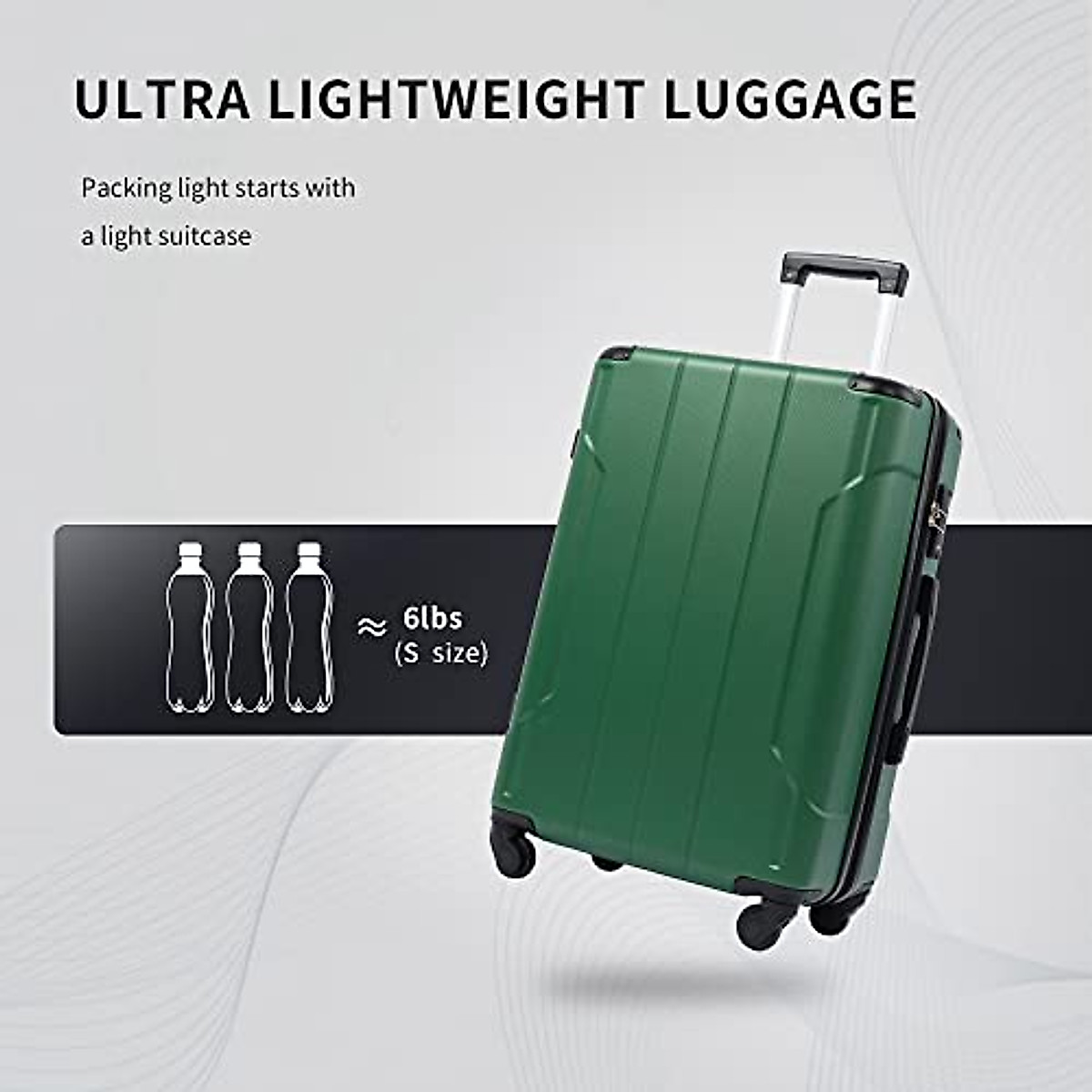 Merax Luggage Set with TSA Lock, All Expandable 3 Piece Hardshell Lightweight Suitcase Set 20inch 24inch 28inch (Dark Green 2-Piece (20/28))